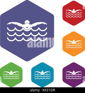 Butterfly swimmer icons set vector color Stock Vector Image & Art - Alamy