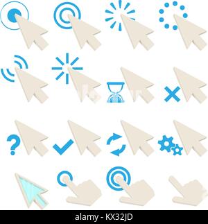 Click and interaction concept icons. Cursor and magnifying glass with ...