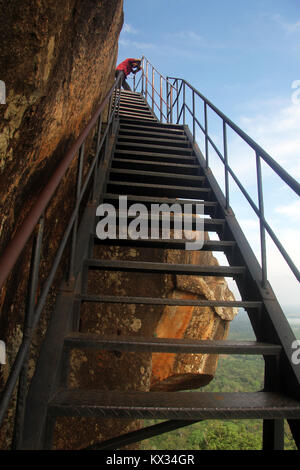 Metal staircase on the Sigiriya rock, Sri Lnka Stock Photo - Alamy