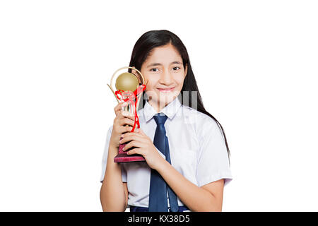 1 indian girl school student Victory Trophy Stock Photo - Alamy