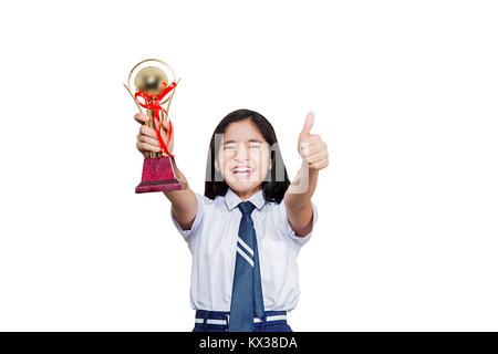 1 indian girl school student Victory Trophy Stock Photo - Alamy
