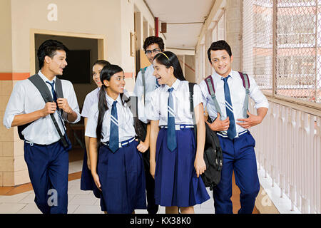 indian school friends group walking Stock Photo - Alamy