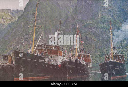 A historical photograph of DS Granvin, a Norwegian passenger ferry ...