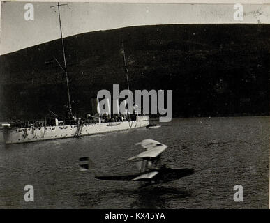 Photograph of the hydroplane 'M. 39' in flight over waters on February ...