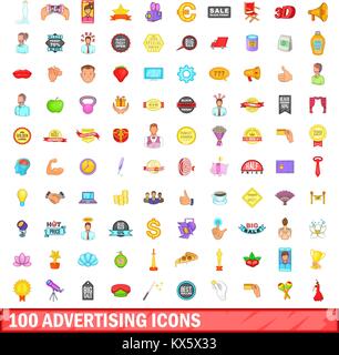 100 advertising icons set, cartoon style Stock Vector Image & Art - Alamy