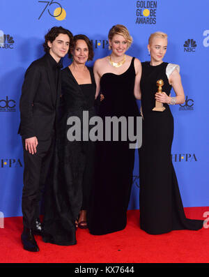 Timothee Chalamet in the press room at the 83rd Golden Globe Awards at ...