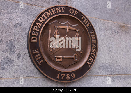 The Department of the Treasury seal on US $20 banknote - USA Stock ...