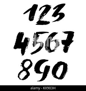 Brush lettering numbers Stock Vector Image & Art - Alamy