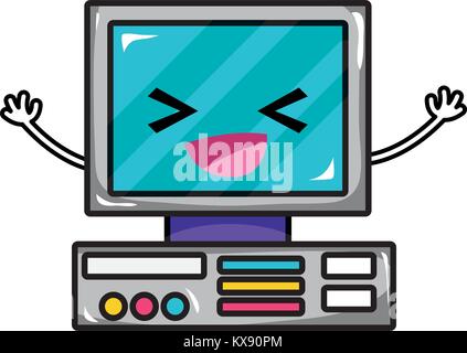 happy computer technology kawaii with arms and legs Stock Vector Image ...