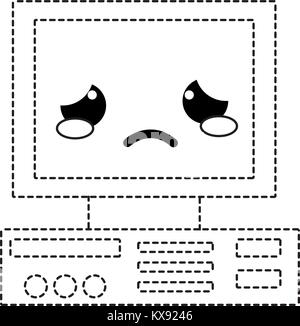 dotted shape funny and cute computer technology kawaii Stock Vector ...