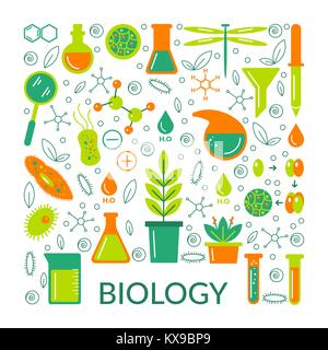 Science set icons. Laboratory biology symbols. Vector Stock Vector ...