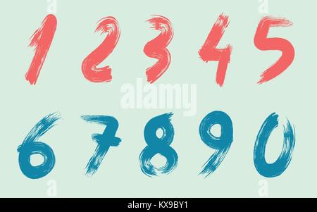 Vector illustration of brush painted numbers set with percent sign ...