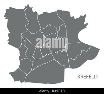 Modern City Map - Krefeld city of Germany with boroughs and titles DE outline map Stock Vector ...