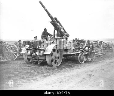 A historical photograph of a captured German gun, possibly from World ...