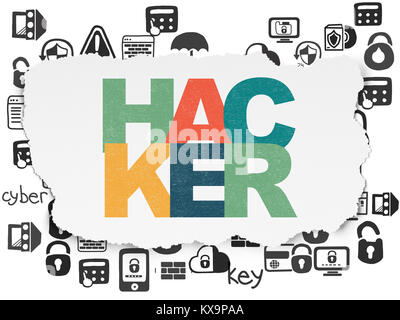 Safety concept: Hacker on Torn Paper background Stock Photo - Alamy