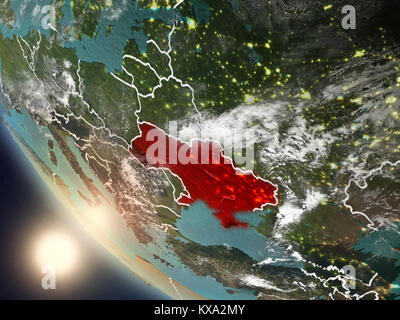 Night map of Ukraine as seen from space on planet Earth. 3D ...