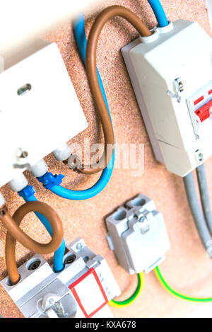 Closeup view of automatic electric fuses box Stock Photo - Alamy