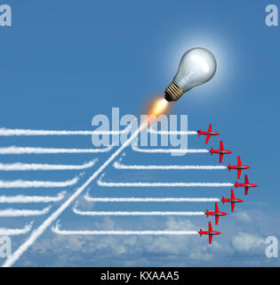 New strategy and independent thinker symbol and new innovative thinking ...