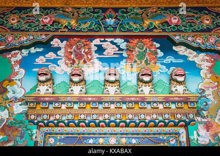 KATHMANDU, NEPAL - MARCH 01: Inside buddhist temple near Boudhanath ...