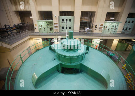 inside of hydroelectric power plant horizontal axis pelton turbines ...