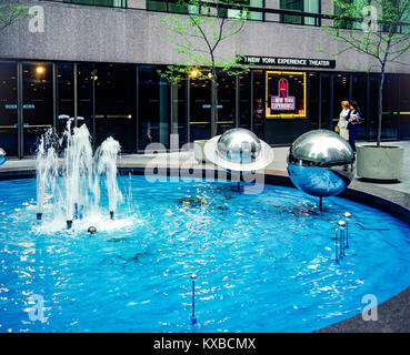 New York 1980s, Rockefeller Center Plaza, Prometheus golden statue ...