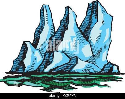 Iceberg doodle vector cold arctic hand drawn winter illustration ...