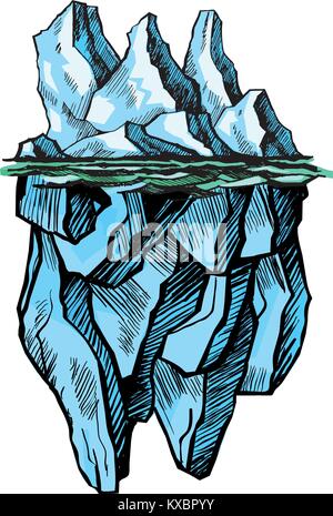 Iceberg doodle vector cold arctic hand drawn winter illustration ...
