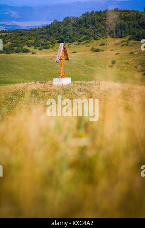 Solitary traditional cross symbol in the mountains, Transylvania ...