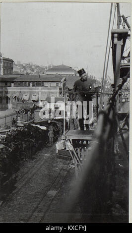 This historical image shows the loading of the 'Stella,' an Austrian ...