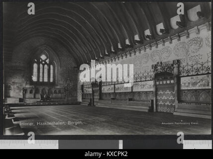 A photograph of the interior of Haakon’s Hall in Bergen, Norway ...