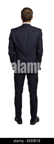 Back view of confident businessman with business team at background ...