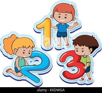 Little children counting number one to four illustration Stock Vector ...