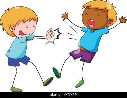 A boy pushing his friend illustration Stock Vector Image & Art - Alamy
