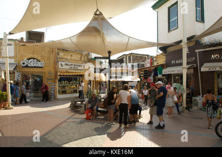 NORTH CYPRUS. A street in Kyrenia (Girne), adorned with Turkish and ...