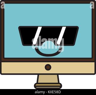 colorful happy computer screen kawaii cartoon Stock Vector Image & Art ...