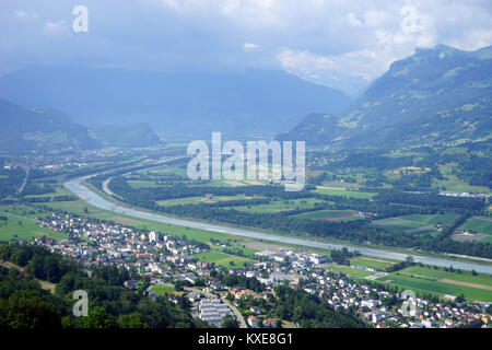 View of valley with Rein in Lichtenstein Stock Photo - Alamy