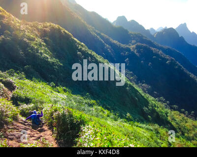 The summit beautiful landscape of Fan Si Pan or Phan Xi Pang mountain ...
