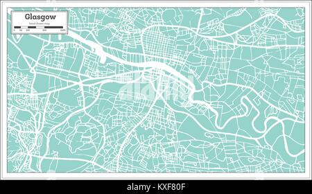 Glasgow Scotland City Map in Retro Style in Golden Color. Outline Map ...
