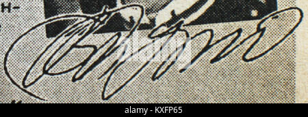 Signature of Russian President Vladimir Putin when he visited the King ...