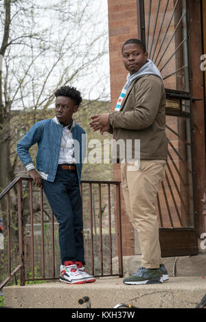 THE CHI, from left: Alex Hibbert (back to camera), Genesis Denise Hale ...