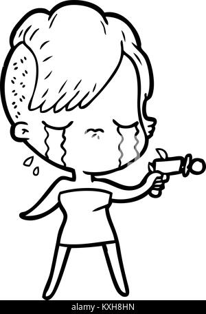 cartoon crying girl pointing ray gun Stock Vector Image & Art - Alamy