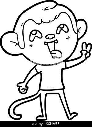crazy cartoon monkey giving peace sign Stock Vector Image & Art - Alamy