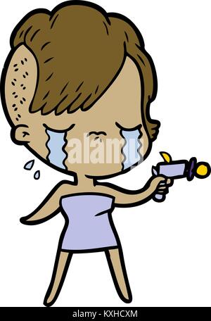 cartoon crying girl pointing ray gun Stock Vector Image & Art - Alamy