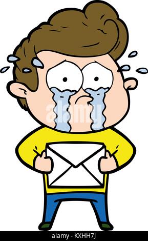 cartoon crying man receiving letter Stock Vector Image & Art - Alamy