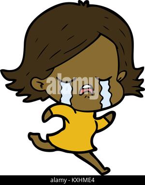 cartoon girl crying whilst running Stock Vector Image & Art - Alamy