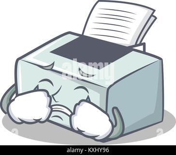 Printer cartoon character with the sad expression Stock Vector Image ...