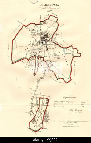 MAIDSTONE borough/town plan for the REFORM ACT. Kent. DAWSON, 1832 ...