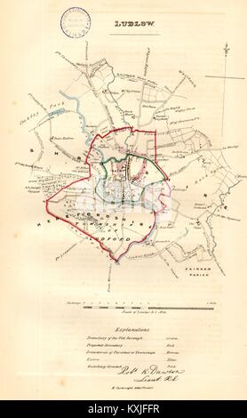 LUDLOW borough/town plan. REFORM ACT. Ludford. Shropshire. DAWSON, 1832 ...