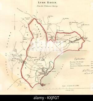 LYME REGIS borough/town plan. BOUNDARY COMMISSION. Dorset. DAWSON 1837 ...