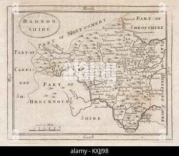 Map of Radnorshire, Wales, 18th century Stock Photo - Alamy